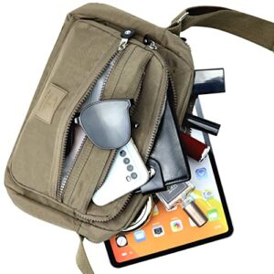 Whale Power Nylon Crossbody Bags for Women Anti Theft Waterproof Travel Shoulder Small Purse Handbag Khaki