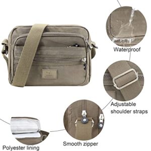 Whale Power Nylon Crossbody Bags for Women Anti Theft Waterproof Travel Shoulder Small Purse Handbag Khaki