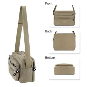 Whale Power Nylon Crossbody Bags for Women Anti Theft Waterproof Travel Shoulder Small Purse Handbag Khaki