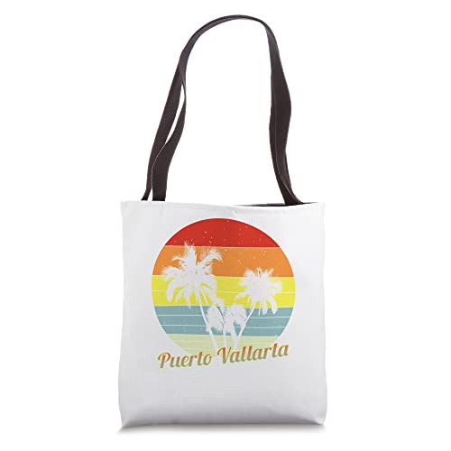 Puerto Vallarta Retro Tropical Palm Trees Vacation Tote Bag