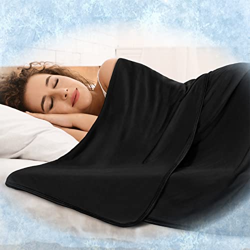 PAVILIA Cooling Blanket Twin Size Bed Lightweight Summer Cooling Throw Blanket for Bed Couch Sofa Nap, Absorbs Body Heat to Keep Cool Cold Effect, Double Sided Cooling Breathable - Black 60x80 Twin