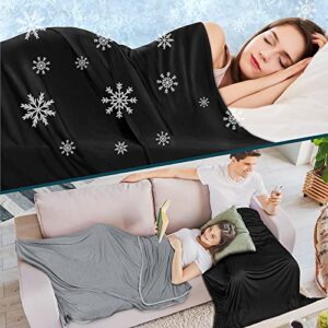 PAVILIA Cooling Blanket Twin Size Bed Lightweight Summer Cooling Throw Blanket for Bed Couch Sofa Nap, Absorbs Body Heat to Keep Cool Cold Effect, Double Sided Cooling Breathable - Black 60x80 Twin