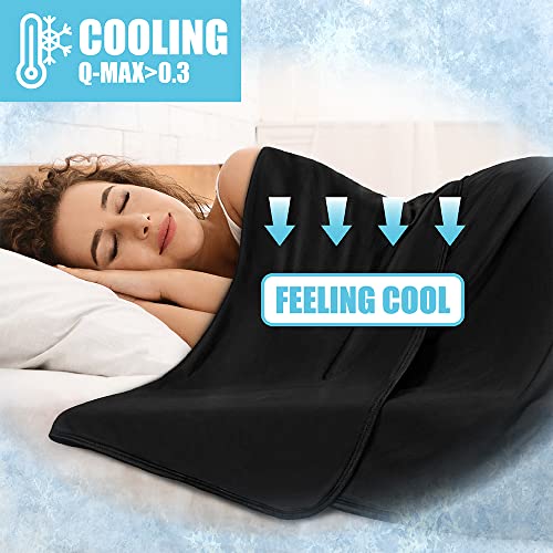 PAVILIA Cooling Blanket Twin Size Bed Lightweight Summer Cooling Throw Blanket for Bed Couch Sofa Nap, Absorbs Body Heat to Keep Cool Cold Effect, Double Sided Cooling Breathable - Black 60x80 Twin