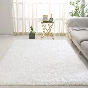 ROYALAY White Fluffy Faux Fur Area Rug 5x8 for Living Room, Ultra Soft & Fluffy Faux Sheepskin Rug Floor Mat for Kids Room, Bedroom, Luxury Plush & Fuzzy Beside Carpet