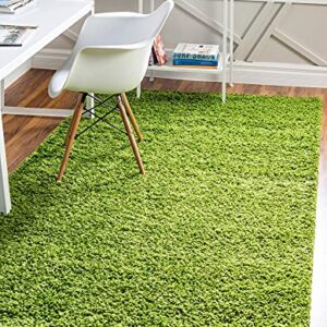 Rugs.com - Über Cozy Solid Shag Collection Rug – 5' x 8' Grass Green Shag Rug Perfect for Bedrooms, Dining Rooms, Living Rooms, 5 x 8 Feet