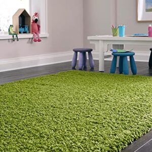 Rugs.com - Über Cozy Solid Shag Collection Rug – 5' x 8' Grass Green Shag Rug Perfect for Bedrooms, Dining Rooms, Living Rooms, 5 x 8 Feet