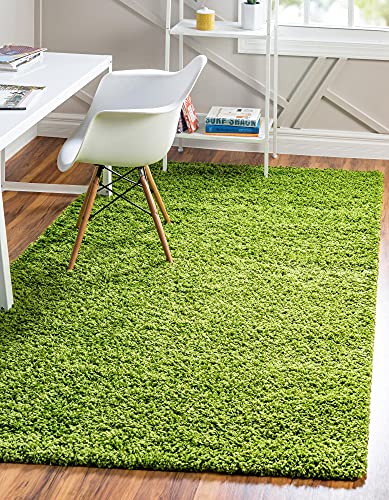 Rugs.com - Über Cozy Solid Shag Collection Rug – 5' x 8' Grass Green Shag Rug Perfect for Bedrooms, Dining Rooms, Living Rooms, 5 x 8 Feet