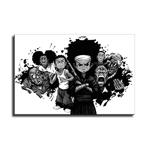 FFFIYY The Boondocks Black Cartoon Poster Decorative Painting Canvas Wall Art Living Room Posters Bedroom Painting 16x24inch(40x60cm)