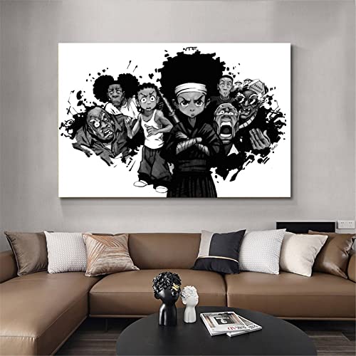 FFFIYY The Boondocks Black Cartoon Poster Decorative Painting Canvas Wall Art Living Room Posters Bedroom Painting 16x24inch(40x60cm)