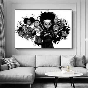 FFFIYY The Boondocks Black Cartoon Poster Decorative Painting Canvas Wall Art Living Room Posters Bedroom Painting 16x24inch(40x60cm)