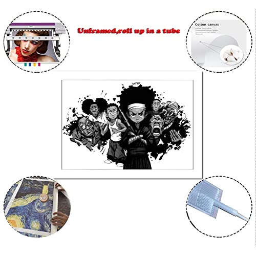 FFFIYY The Boondocks Black Cartoon Poster Decorative Painting Canvas Wall Art Living Room Posters Bedroom Painting 16x24inch(40x60cm)