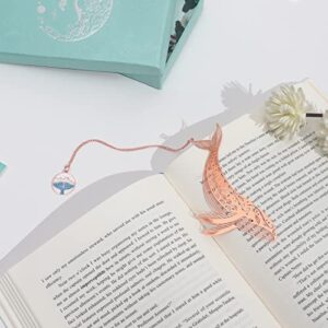 Phineon Metal Whale Bookmark Birthday Gift for Readers Librarian Book Lovers Bookworm Brass Book Marks Mothers Day Christmas Valentine's Day Gifts for Teachers Students Lady