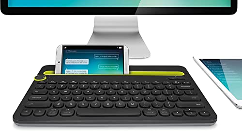 Logitech Bluetooth Multi-Device Keyboard K480 for Computers. Tablets and Smartphones. Black, Compact, Dial and Switch, Spill-Resistant Keyboard - 920-006342 (Renewed)