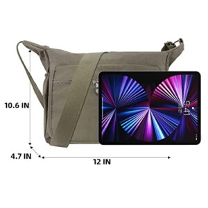 Whale Power Nylon Crossbody Bags for Women Medium Size Anti Theft Waterproof Messenger Travel Tote bag with Many Pocket khaki