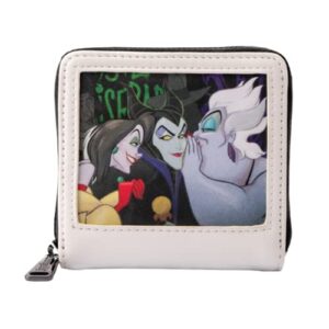 loungefly disney villains club polaroid zip-around faux leather wallet,lightweight, villains club one size