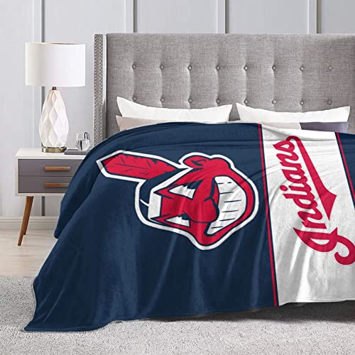 Team Promark Cleveland Indians Blanket Super Soft Throw Blanket Cozy Warm Fluffy Blankets Fits Sofa Chairs Bed All Seasons 60''X50'', 120