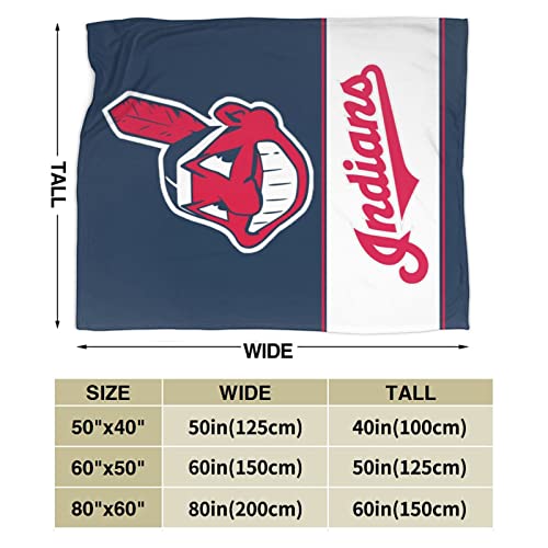 Team Promark Cleveland Indians Blanket Super Soft Throw Blanket Cozy Warm Fluffy Blankets Fits Sofa Chairs Bed All Seasons 60''X50'', 120