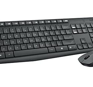 Logitech MK235 Wireless Keyboard and Mouse Combo for Windows, 2.4 GHz Wireless Unifying USB Receiver, 15 FN Keys, Long Battery Life, Compatible with PC, Laptop