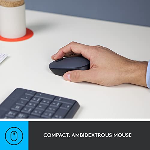 Logitech MK235 Wireless Keyboard and Mouse Combo for Windows, 2.4 GHz Wireless Unifying USB Receiver, 15 FN Keys, Long Battery Life, Compatible with PC, Laptop