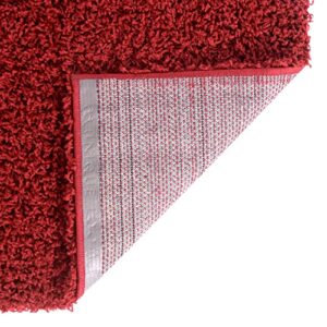 Rugs.com - Über Cozy Solid Shag Collection Rug – 5' x 8' Cherry Red Shag Rug Perfect for Bedrooms, Dining Rooms, Living Rooms, 5 x 8 Feet