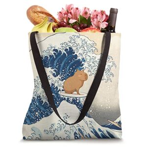 Wave Capybara Surfing Rodent Tote Bag