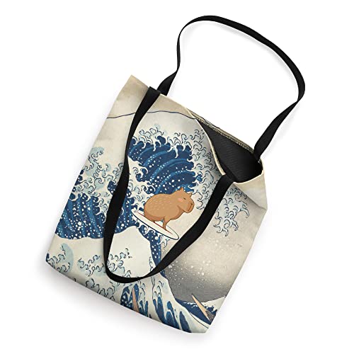 Wave Capybara Surfing Rodent Tote Bag