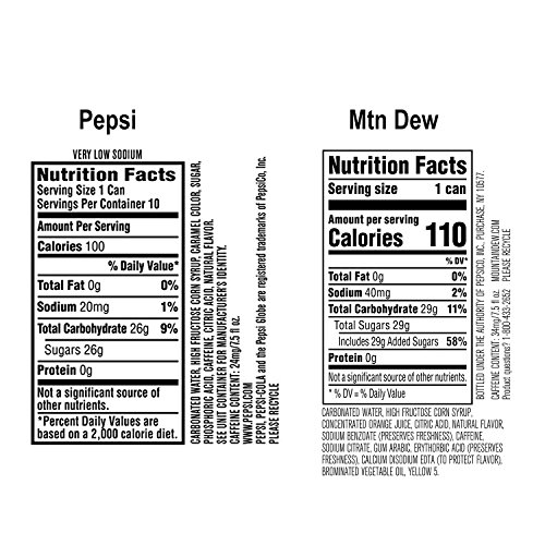 Pepsi and Mtn Dew Mini Can Variety Pack, 7.5 oz Cans, 24 Count(Packaging may vary)