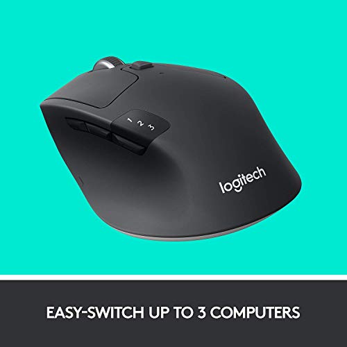 Logitech M720 Wireless Triathlon Mouse with Bluetooth for PC with Hyper-Fast Scrolling and USB Unifying Receiver for Computer and Laptop - Black (Renewed)