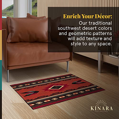 Kinara Cibola Area Rug – Southwestern Native American Design – Beautiful and Unique Pattern – Fine Weaving and Quality Material for Everyday Use – Non-Skid – 3x2 feet.