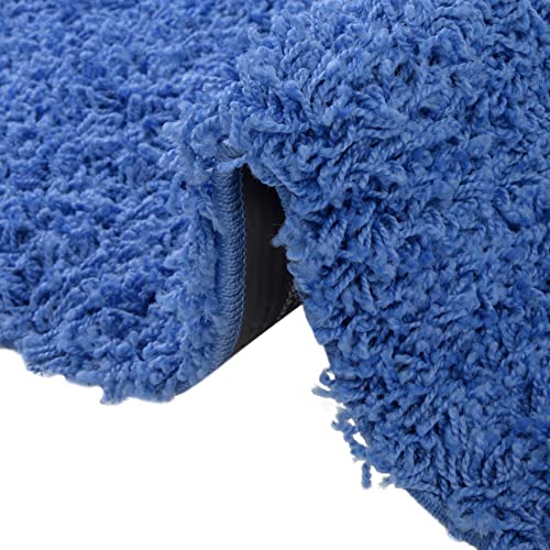 Rugs.com Über Cozy Solid Shag Collection Rug – 5 x 8 Periwinkle Blue Shag Rug Perfect 5 x 8 Feet