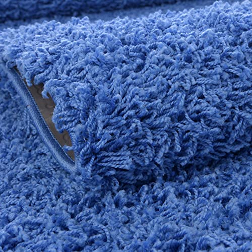 Rugs.com Über Cozy Solid Shag Collection Rug – 5 x 8 Periwinkle Blue Shag Rug Perfect 5 x 8 Feet