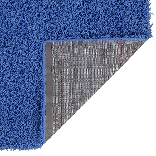 Rugs.com Über Cozy Solid Shag Collection Rug – 5 x 8 Periwinkle Blue Shag Rug Perfect 5 x 8 Feet