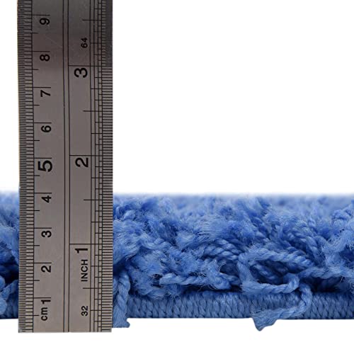 Rugs.com Über Cozy Solid Shag Collection Rug – 5 x 8 Periwinkle Blue Shag Rug Perfect 5 x 8 Feet