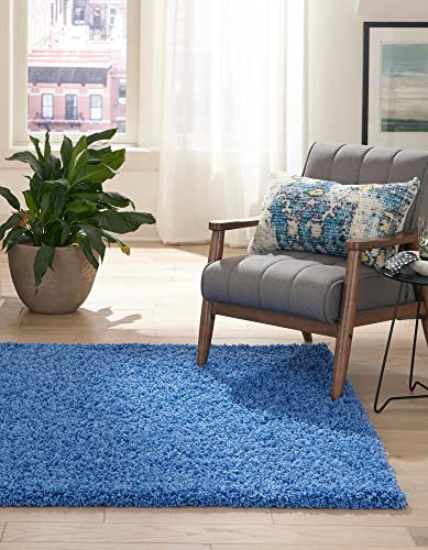 Rugs.com Über Cozy Solid Shag Collection Rug – 5 x 8 Periwinkle Blue Shag Rug Perfect 5 x 8 Feet