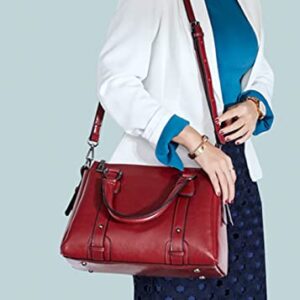 GJGJTER Women Vintage Shoulder Bag Satchel Genuine Leather Handbag Crossbody Bags-Red