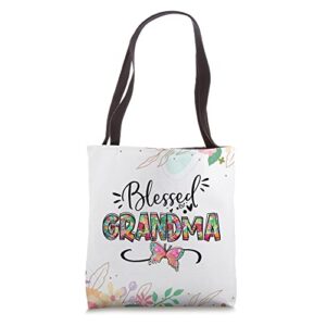 blessed grandma butterfly best grandma ever nana mimi gigi tote bag