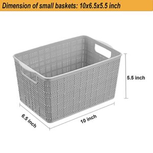 AYSUM 8 Pack Plastic Weave Basket, Plastic Baskets for Organizing, Plastic Storage Organizer Basket for Shelves, 10" x 6.5" x 5.5"