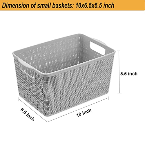 AYSUM 8 Pack Plastic Weave Basket, Plastic Baskets for Organizing, Plastic Storage Organizer Basket for Shelves, 10" x 6.5" x 5.5"