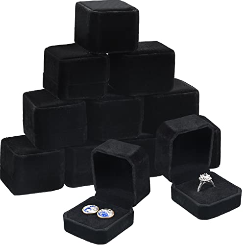 Junkin 24 Pieces Velvet Ring Box Earring Necklace Box Jewelry Display Box Ring Storage Case for Valentines Day Gifts Wedding Ceremony Engagement Birthday Proposal and Anniversary (Black)