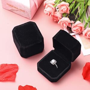 Junkin 24 Pieces Velvet Ring Box Earring Necklace Box Jewelry Display Box Ring Storage Case for Valentines Day Gifts Wedding Ceremony Engagement Birthday Proposal and Anniversary (Black)