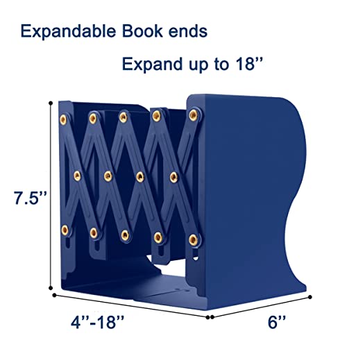 Metal Heavy Duty Book Ends for Shelves, Sturdy Bookends to Hold Books Heavy Duty, Adjustable Book Stopper for Office & School