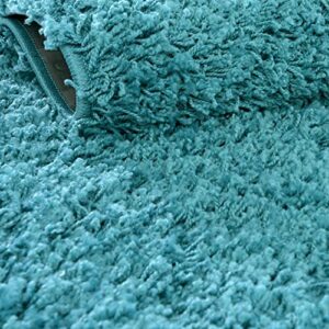 Rugs.com Über Cozy Solid Shag Collection Rug – 5 x 8 Deep Aqua Blue Shag Rug Perfect 5 x 8 Feet