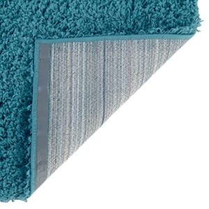 Rugs.com Über Cozy Solid Shag Collection Rug – 5 x 8 Deep Aqua Blue Shag Rug Perfect 5 x 8 Feet