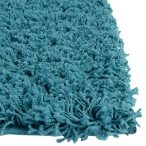 Rugs.com Über Cozy Solid Shag Collection Rug – 5 x 8 Deep Aqua Blue Shag Rug Perfect 5 x 8 Feet