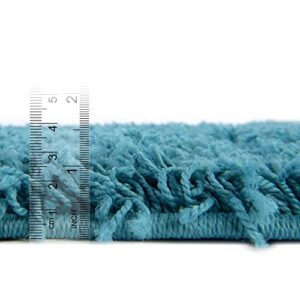 Rugs.com Über Cozy Solid Shag Collection Rug – 5 x 8 Deep Aqua Blue Shag Rug Perfect 5 x 8 Feet