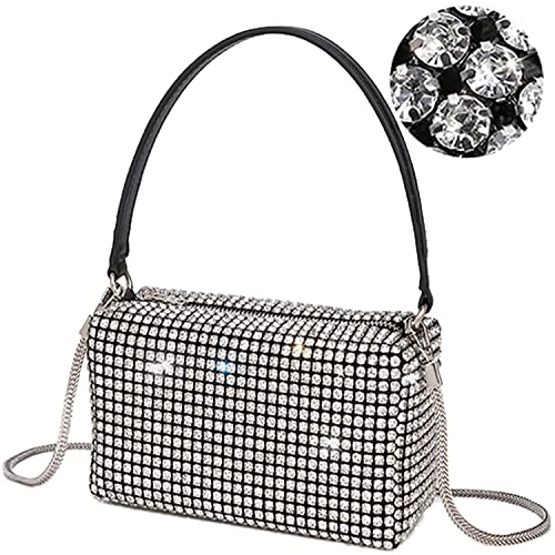 BBTT.ful Bling Bling Rhinestone Evening Handbags Shoulder Bag Crossbody Bag for Women Girls Sparkling Wedding Prom Party Club Purses Mini Top Handle Handbags