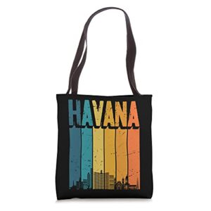 havana cuba retro vintage sunset skyline havana tote bag