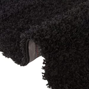 Rugs.com Über Cozy Solid Shag Collection Rug – 5 x 8 Jet Black Shag Rug Perfect 5 x 8 Feet