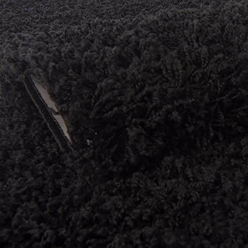 Rugs.com Über Cozy Solid Shag Collection Rug – 5 x 8 Jet Black Shag Rug Perfect 5 x 8 Feet