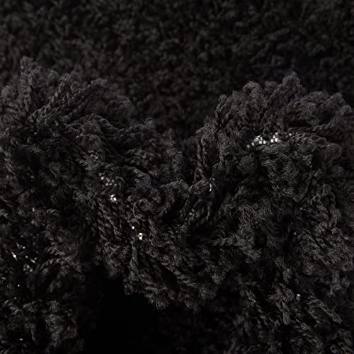 Rugs.com Über Cozy Solid Shag Collection Rug – 5 x 8 Jet Black Shag Rug Perfect 5 x 8 Feet